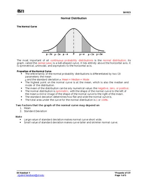Probstats Reviewer Notes 04 Handout 1 Property Of Sti Normal