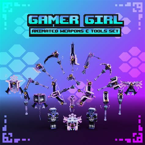Gamer Girl Animated Weapon Set Mcmodels