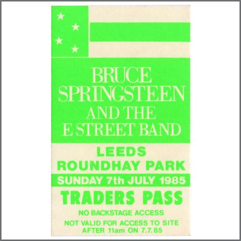 B30269 Bruce Springsteen 1985 Roundhay Park Leeds Unused Traders Pass Uk Tracks