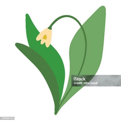 흰색 배경에 고립 된 봄 꽃 손으로 그린 벡터 그림 컬러 만화 낙서 귀여운 스노우 드롭의 단일 그림 디자인 인쇄 스티커 엽서 장식 랩 등을위한 요소 0명에 대한 스톡 벡터