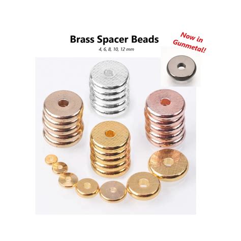 20pcs 4681012mm Solid Brass Spacer Bead Flat Disc Shape Etsy