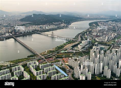 Awesome Aerial View Of The Han River Hangang In Seoul South Korea