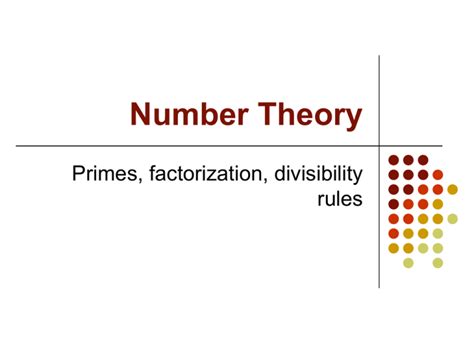 Number Theory Primes Factorization Divisibility Rules
