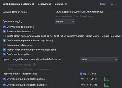 Filesfolders Default Permissions Dialog Intellij Idea Documentation