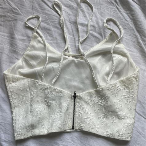 White Cami Crop Top With Backless Design Size Depop