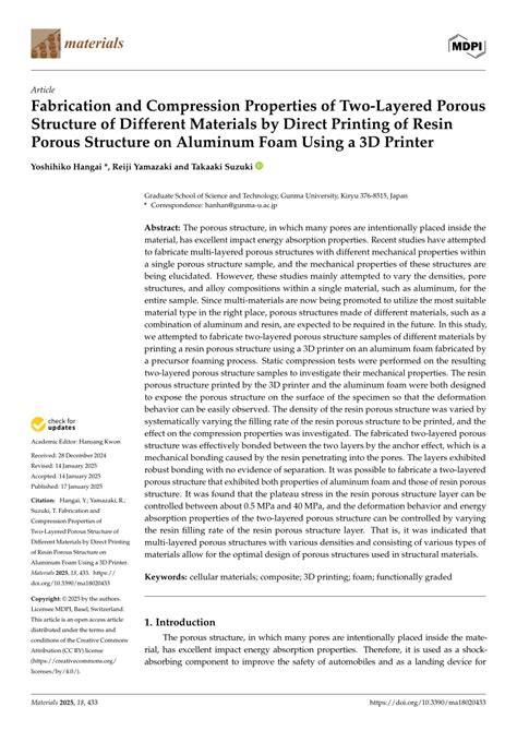 Pdf Fabrication And Compression Properties Of Two Layered Porous Structure Of Different