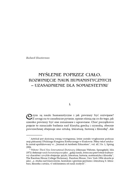 Shusterman Richard Myślenie Poprzez Ciało Pdf