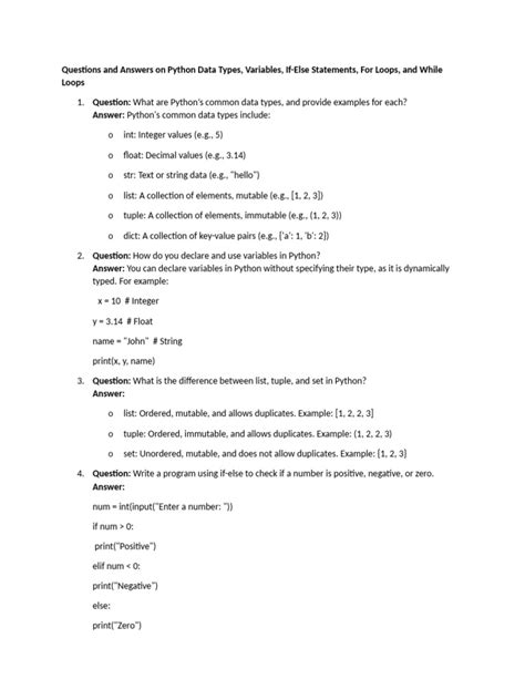 Questions And Answers On Python Data Types Pdf Data Type Integer