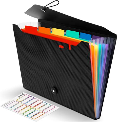 Glenmal 10 Pcs 7 Pocket File Folders File Organizer Expanding Folder With Labels