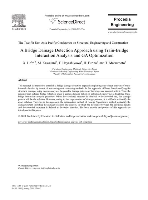 PDF A Bridge Damage Detection Approach Using Train Bridge Interaction Analysis And GA Optimization