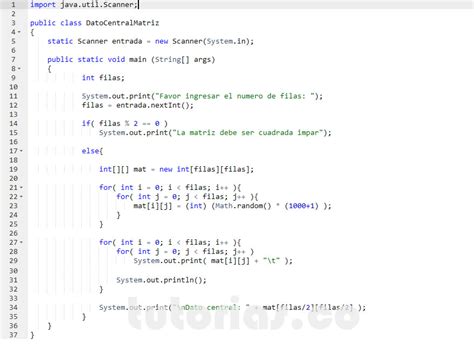 Arrays Java Imprimir Dato Central De Una Matriz Tutorias Co