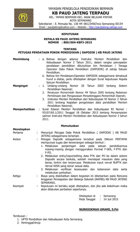 Contoh Sk Operator Sekolah Paud Homecare24