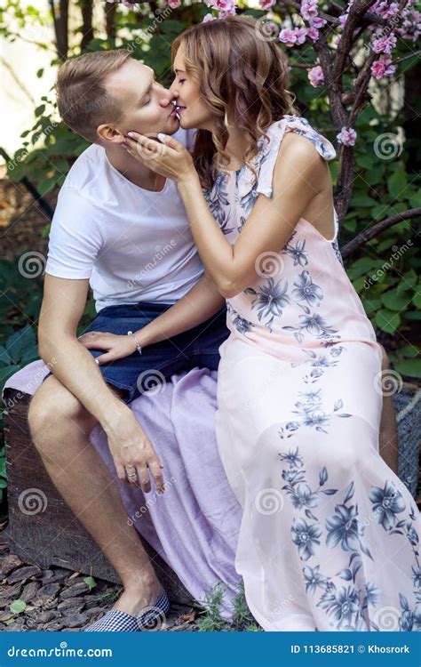 Passionate Kiss Of A Lovely Couple In The Park Stock Image Image Of