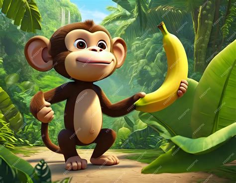 Premium Photo A Cartoon Of A Monkey And A Banana Holding Hands With A