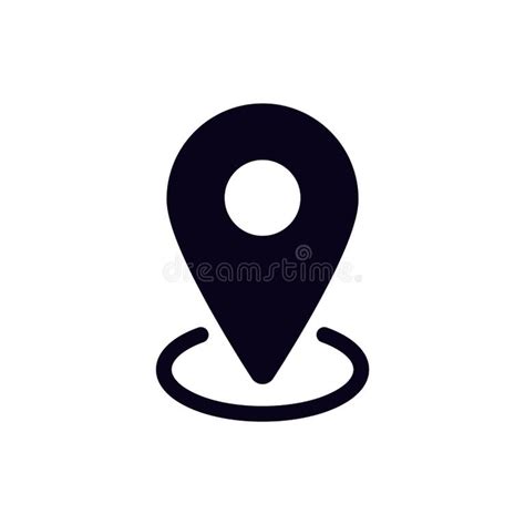 Location Pin Icon In Black With Circle And Base For Map And Area Indication Stock Illustration
