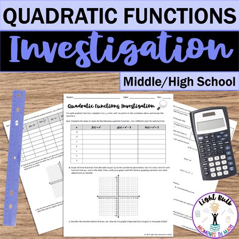 Quadratic Functions Transformations Investigation Light Bulb Moments