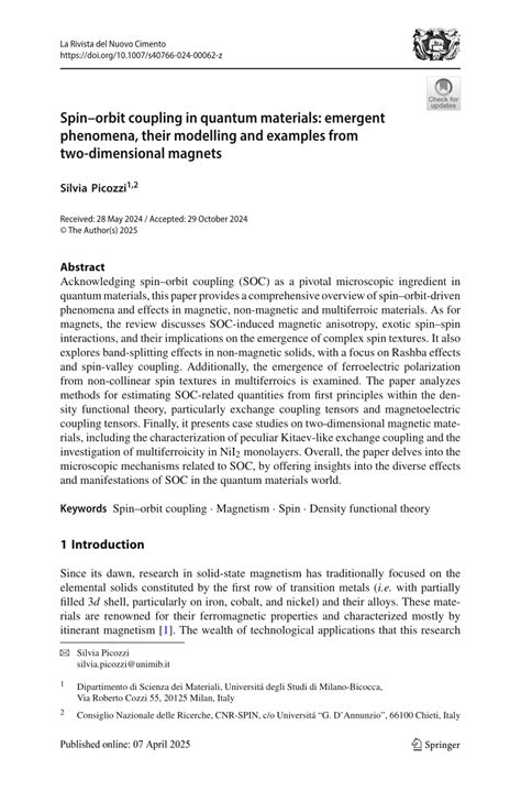 Pdf Spin Orbit Coupling In Quantum Materials Emergent Phenomena