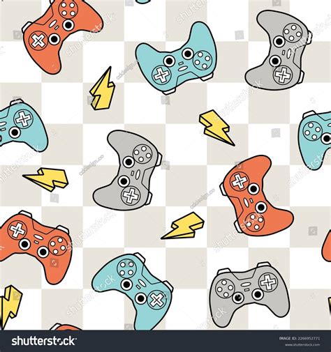 Vector Gamer Seamless Pattern Checked Background Stock Vector Royalty Free 2266952771
