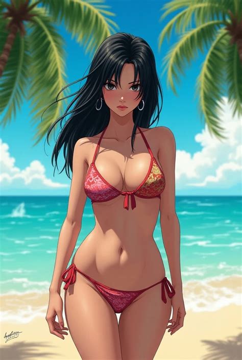 Kuchiki Rukia From Bleach In A Bikini Seaart Ai