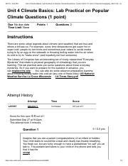 Unit 4 Climate Basics Lab Practical On Popular Climate Questions 1 Point GPH 111 Intro To Physi