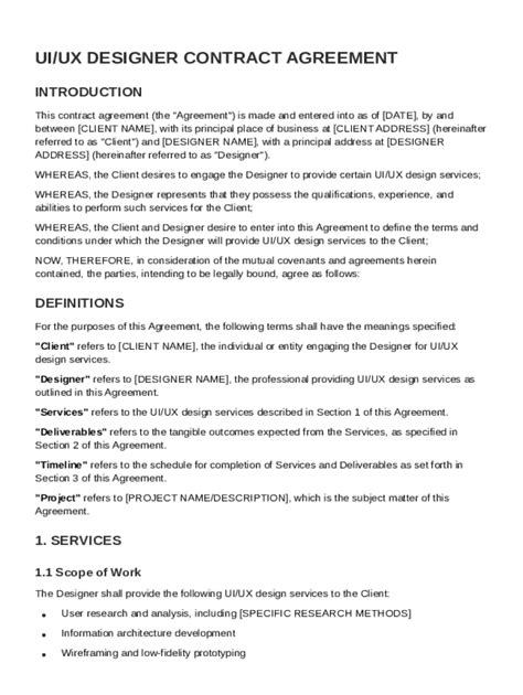 Ui Ux Designer Contract Template Fill Out And Sign Online Dochub