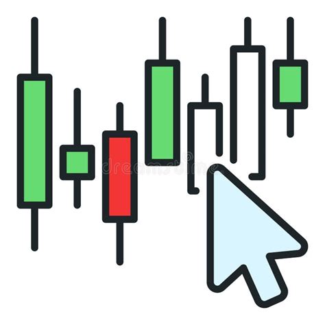 Mouse Cursor On Candlestick Chart Vector Online Trading Colored Icon Or Symbol Stock