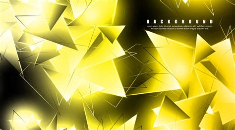 겹치는 빛나는 금색 삼각형과 추상적 인 배경 격리 된 검은 색 배경 Eps 10의 벡터 그림 3차원 형태에 대한 스톡 벡터 아트 및 기타 이미지 Istock