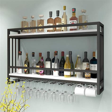 Ghfxscv Hoher Flaschenhalter Aus Eisen Für Gläser 2 Lagige Weinregale