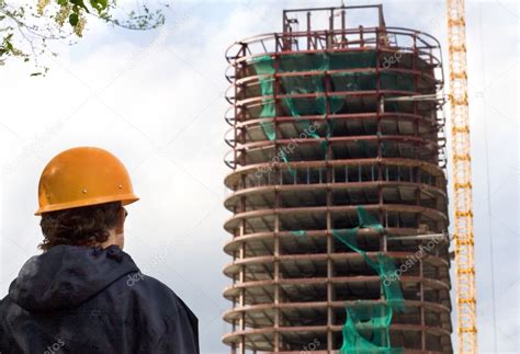 Constructor Look At The Building Stock Photo Gaiver