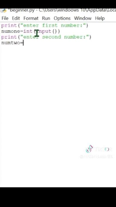 Simple Program To Addsum Two Numbers In Python Python Tutorial Python For Beginners Coding