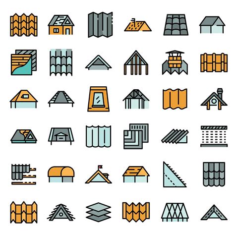 Roof Icons Set Vector Flat 8478189 Vector Art At Vecteezy