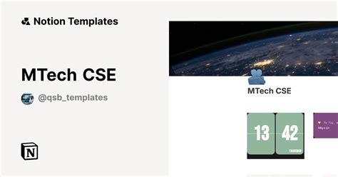 Mtech Cse Template Notion Marketplace
