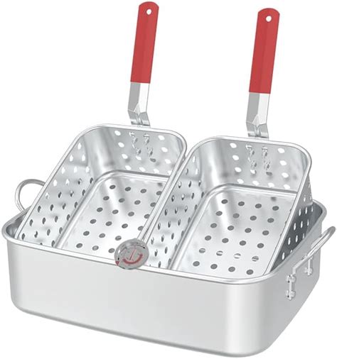 18qt Aluminum Deep Fryer Pot With Baskets And Heat Resistant Silicone
