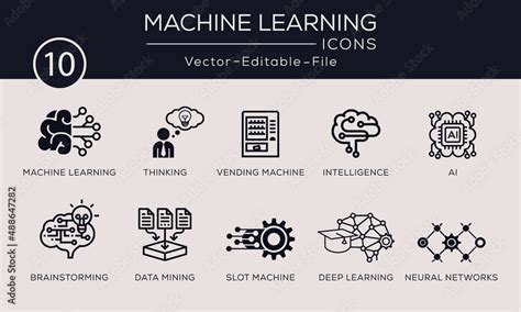 Set Of Machine Learning Concept Icons Design Contains Such Icons Algorithm Data Mining Smart