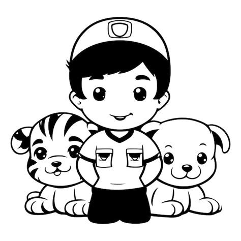 개와 고양이를 가진 수의사 귀여운 만화 터 일러스트레이션 프리미엄 벡터 개와 고양이를 가진 수의사 귀여운 만화 터 일러스트레이션 프리미엄 벡터