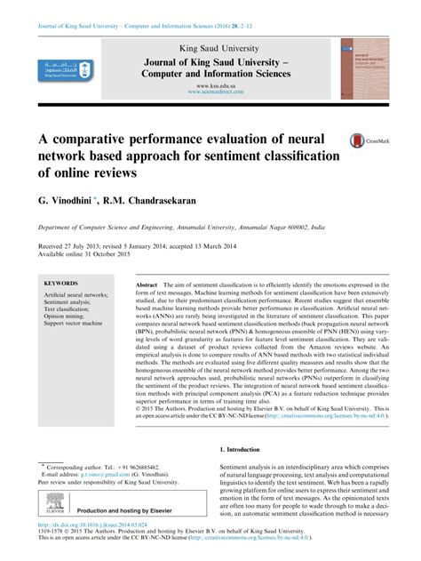 Pdf A Comparative Performance Evaluation Of Neural Network Based Approach For Sentiment