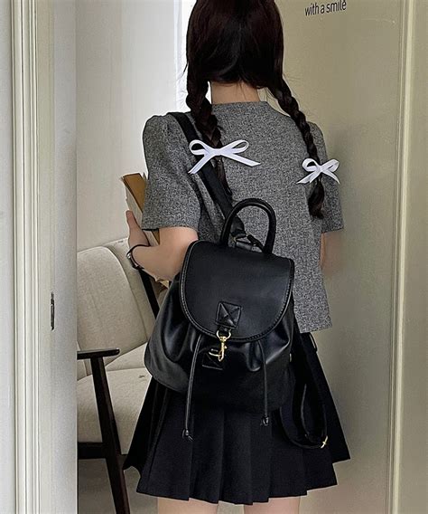 얼모스트블라썸 비건 레더 고리 버클 여성 패션 미니 백팩 가방 위시버킷