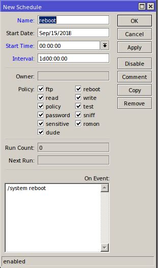Buku Mazixal Cara Setting Router Mikrotik Restart Otomatis Dengan Scheduler