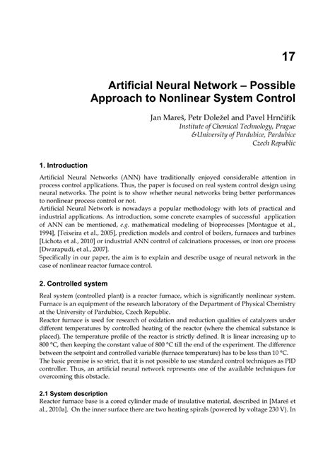 Pdf Artificial Neural Network Possible Approach To Nonlinear System