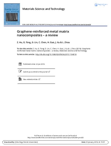 Pdf Graphene Reinforced Metal Matrix Nanocomposites A Review Graphene Reinforced Metal