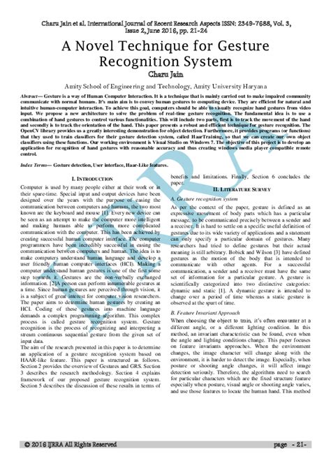 Pdf A Novel Technique For Gesture Recognition System International
