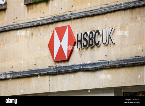 Signage Branding Logo And Sfrontage Of Hsbc Bank Branch In Uk Stock