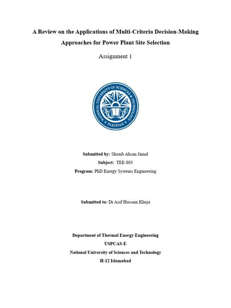 A Review On The Applications Of Multi Criteria Decision Making Approaches For Power Plant Site