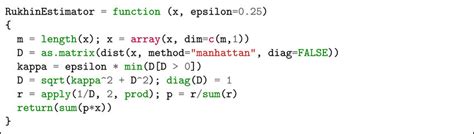 implementation of rukhin s r estimator [7] for the r environment for