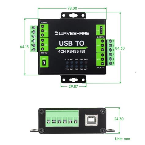 قیمت و خرید مبدل صنعتی Usb به سریال ویوشیر مدل Usb To 4ch Rs485 B