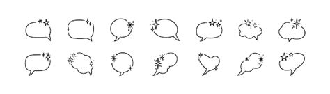 두들 스타 스피치 버블 세트 우주 장식으로 간단한 경계 프레임 프리미엄 벡터