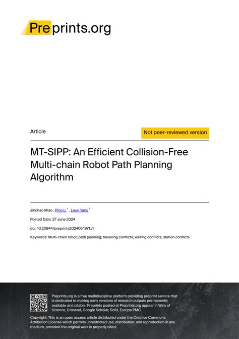 Pdf Mt Sipp An Efficient Collision Free Multi Chain Robot Path Planning Algorithm