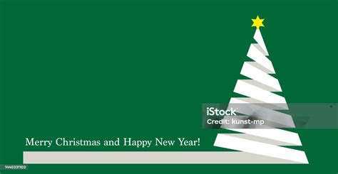 흰색 리본으로 만든 크리스마스 트리 영어로 소원이 담긴 크리스마스 카드 녹색 배경에 격리된 벡터 그림 0명에 대한 스톡 벡터