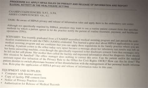 Procedure 6 2 Apply Hipaa Rules On Privacy And Release Of Information