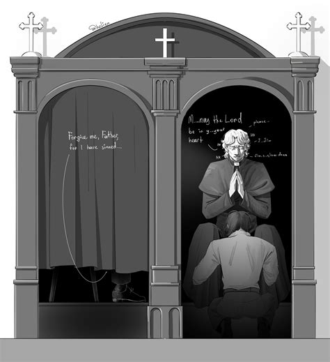 Rule 34 2boys Black And White Blowjob Closed Eyes Confession Booth